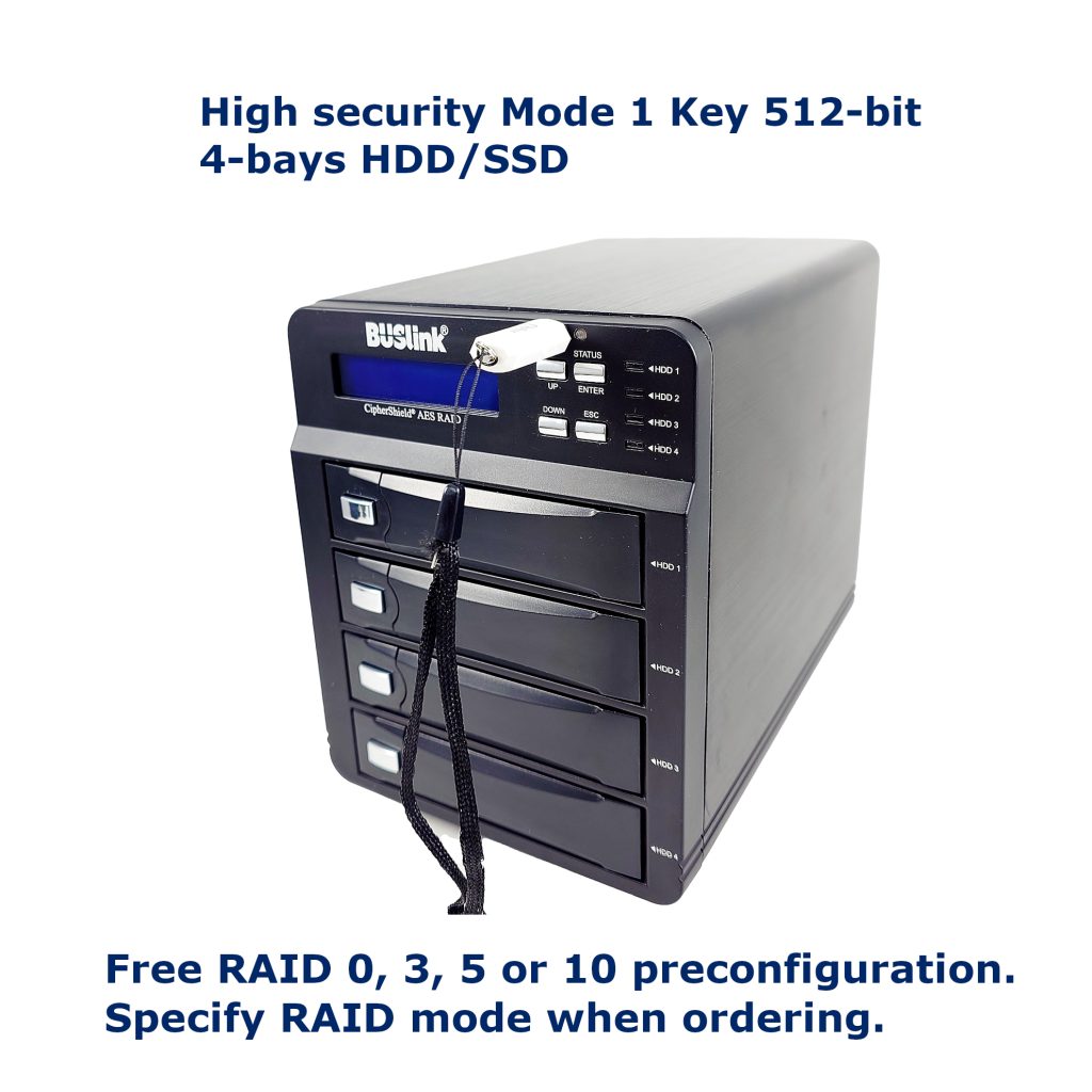 Mode 1 4-Bay RAID USB 3.2 Gen 1 (3.0)/eSATA CipherShield 512-bit AES ...