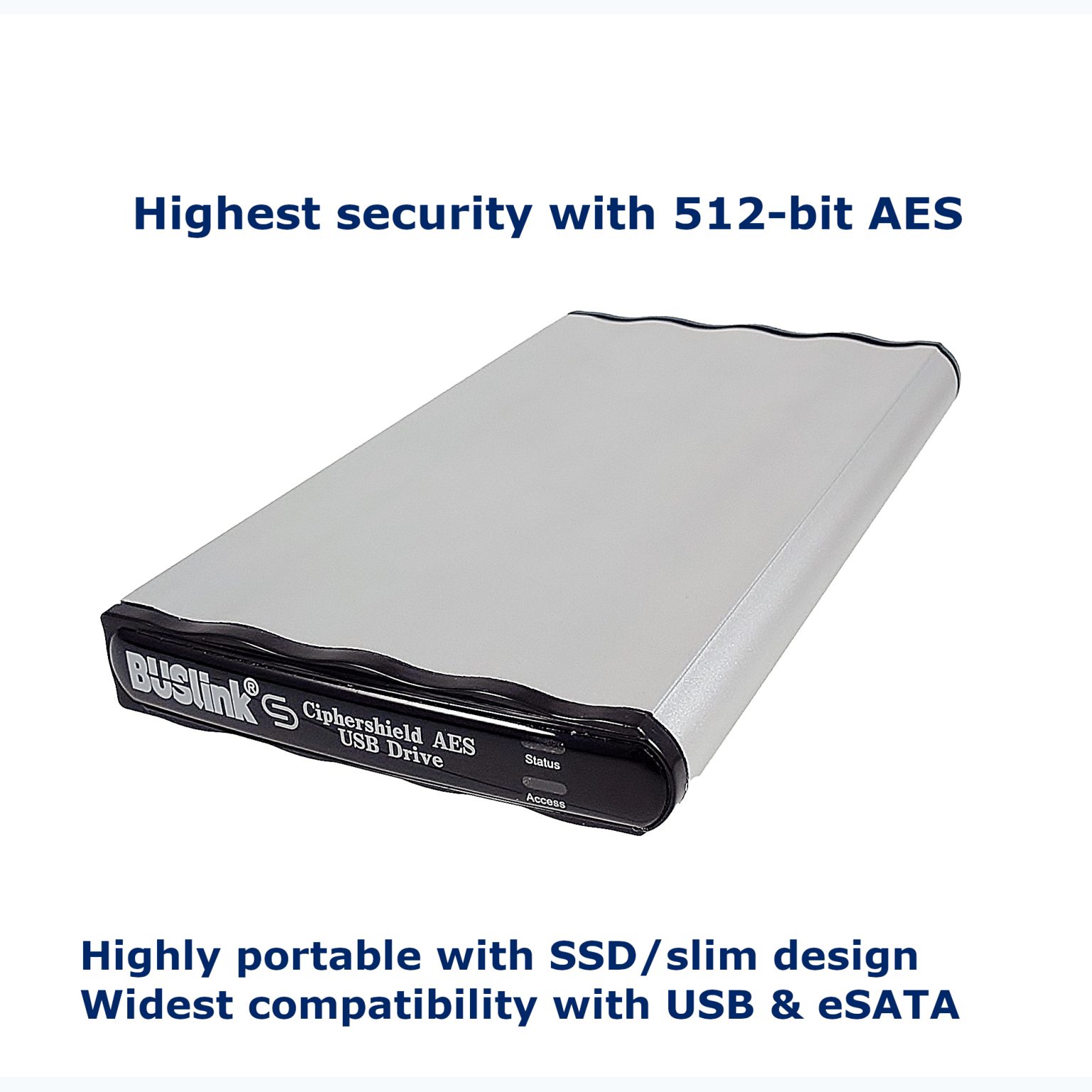 SSD USB 3.2 Gen 2/eSATA CipherShield 512-bit AES FIPS 140-2 HIPAA Disk ...